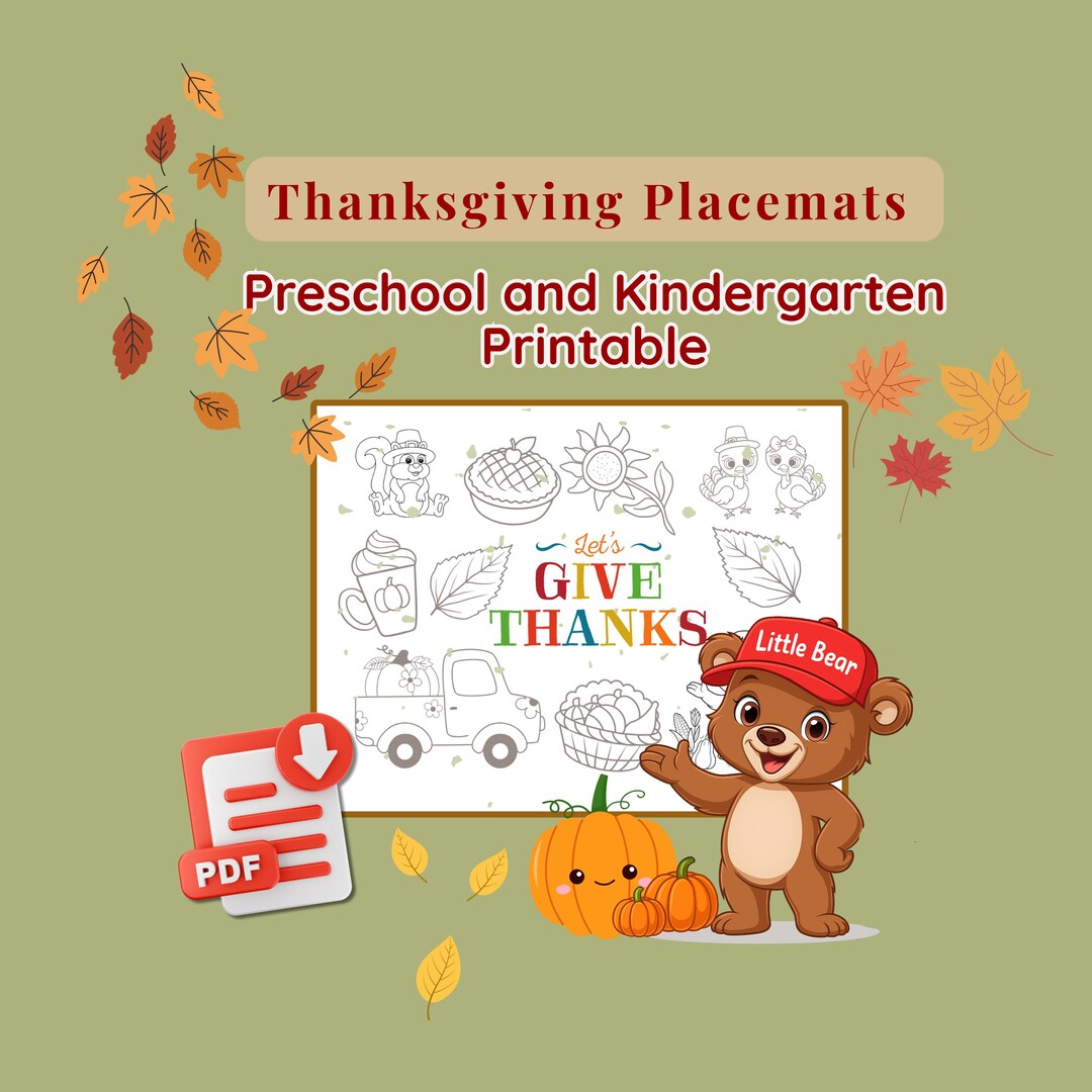 Thanksgiving Placemats | 24 Pages | Preschool and Kindergarten ...
