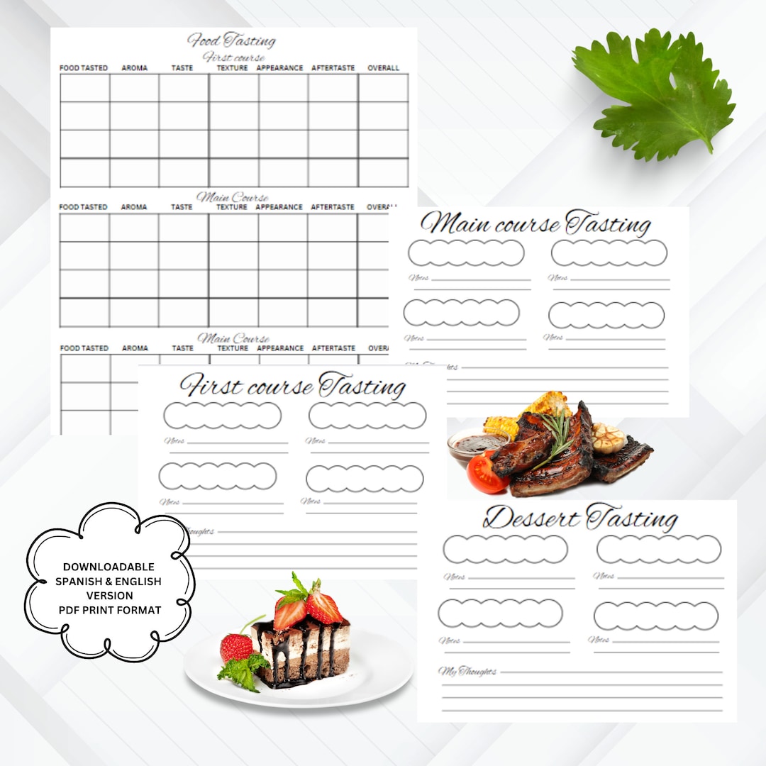 Food Tasting Scorecard Printable, Wedding Food Tasting, Tasting Party ...