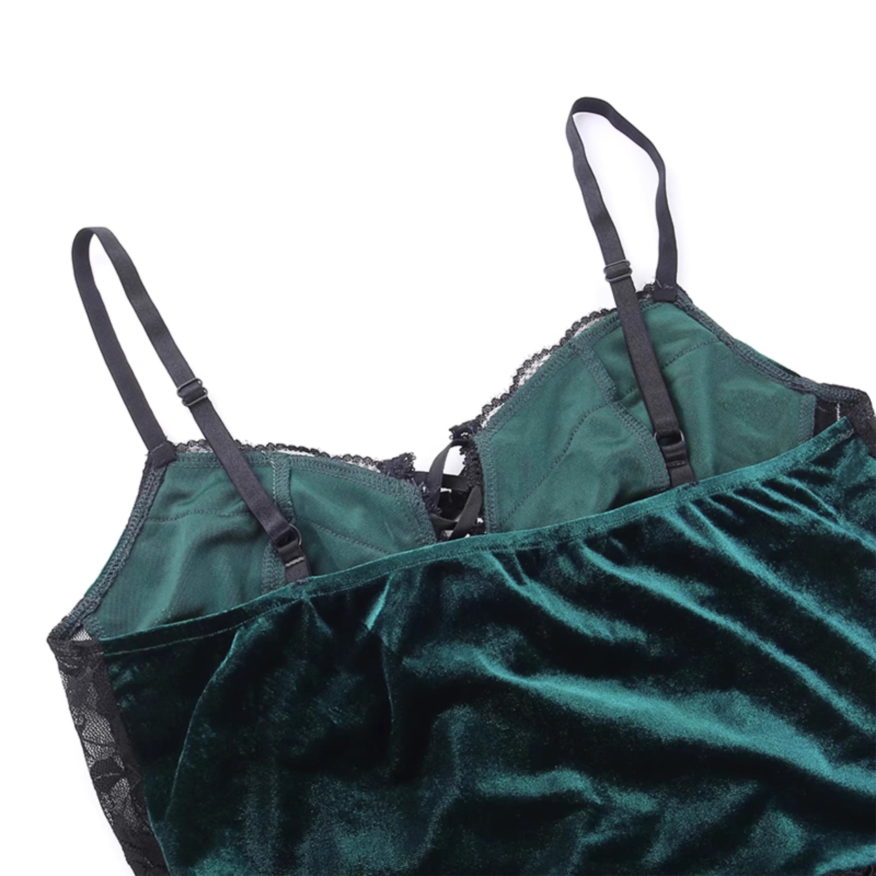 Gothic Green Velvet Topy2k Punk Lace Edge Top Renaissance - Etsy