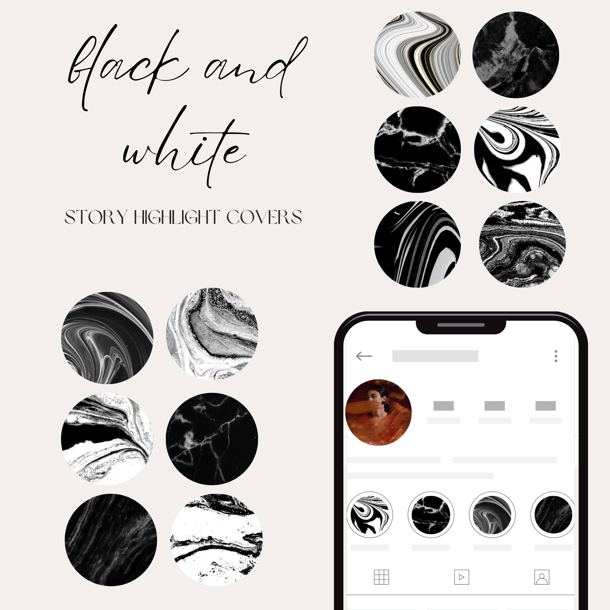 12 Abstract Marble Instagram Highlight Covers Minimalist - Etsy