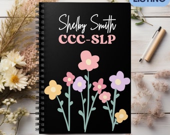 Custom Birth Flower CCC-SLP Speech Therapy Notebook, Personalized Slp ...