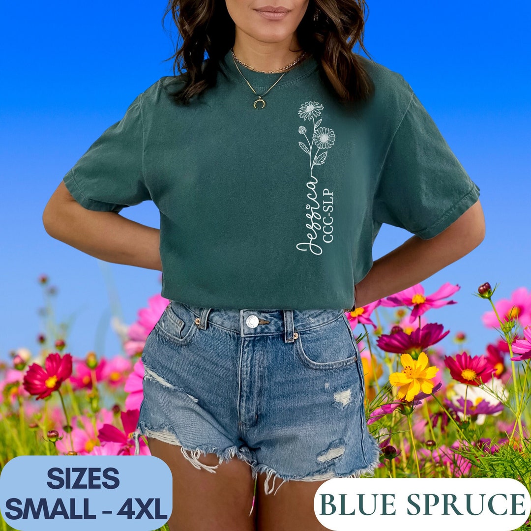 Custom Birth Flower CCC-SLP Speech Language Pathologist Shirt, Birth ...