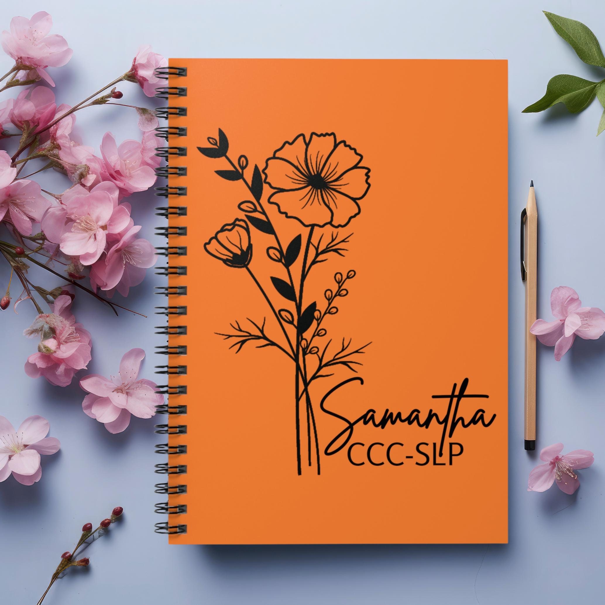 Custom Birth Flower CCC-SLP Speech Therapy Notebook, Personalized Slp ...