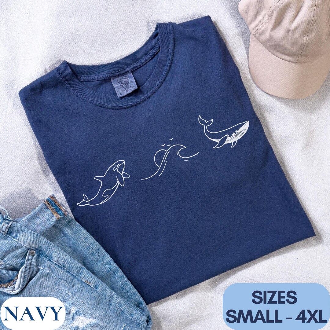 Ocean Beach Wave Whale Shark Orca Shirt, Simple Wave Beachy Shirt ...