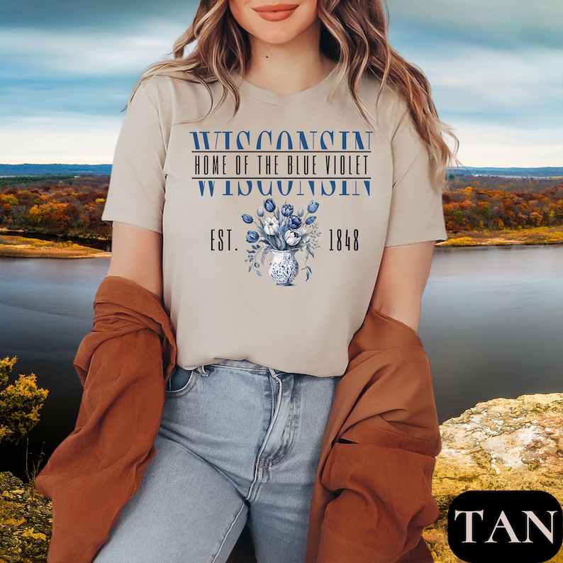 Home of the Blue Violet Wisconsin Shirt, Floral Midwest Shirt Flower ...