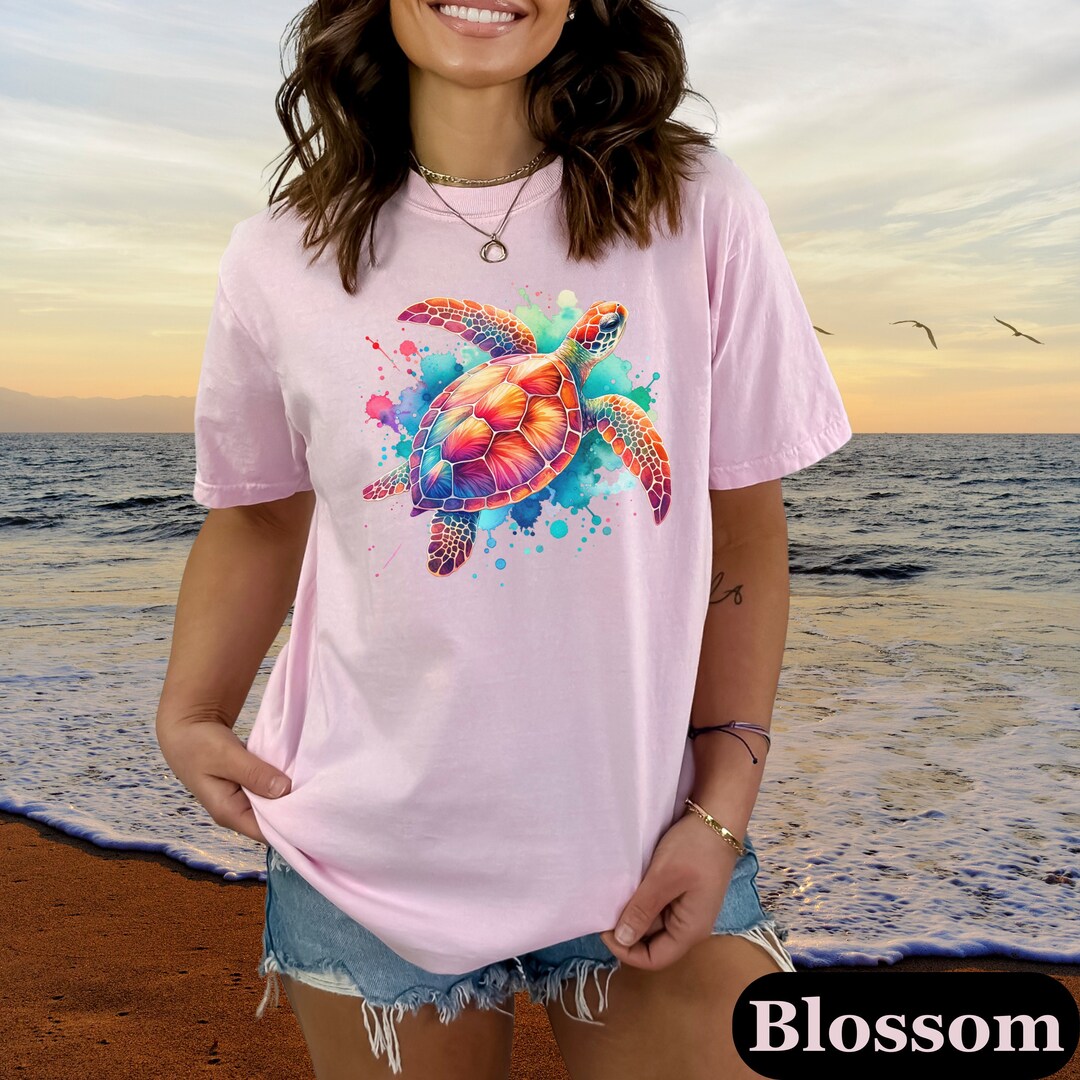 Watercolor Sea Turtle Shirt, Seaturtle Ocean Animal Shirt Sulcata ...