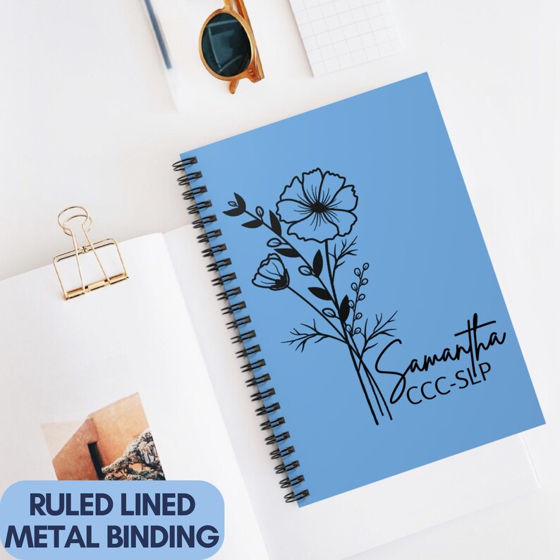 Custom Birth Flower CCC-SLP Speech Therapy Notebook, Personalized Slp ...