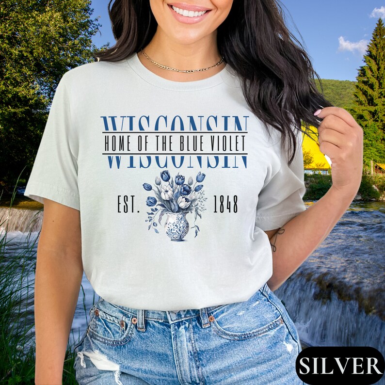Home of the Blue Violet Wisconsin Shirt, Floral Midwest Shirt Flower ...