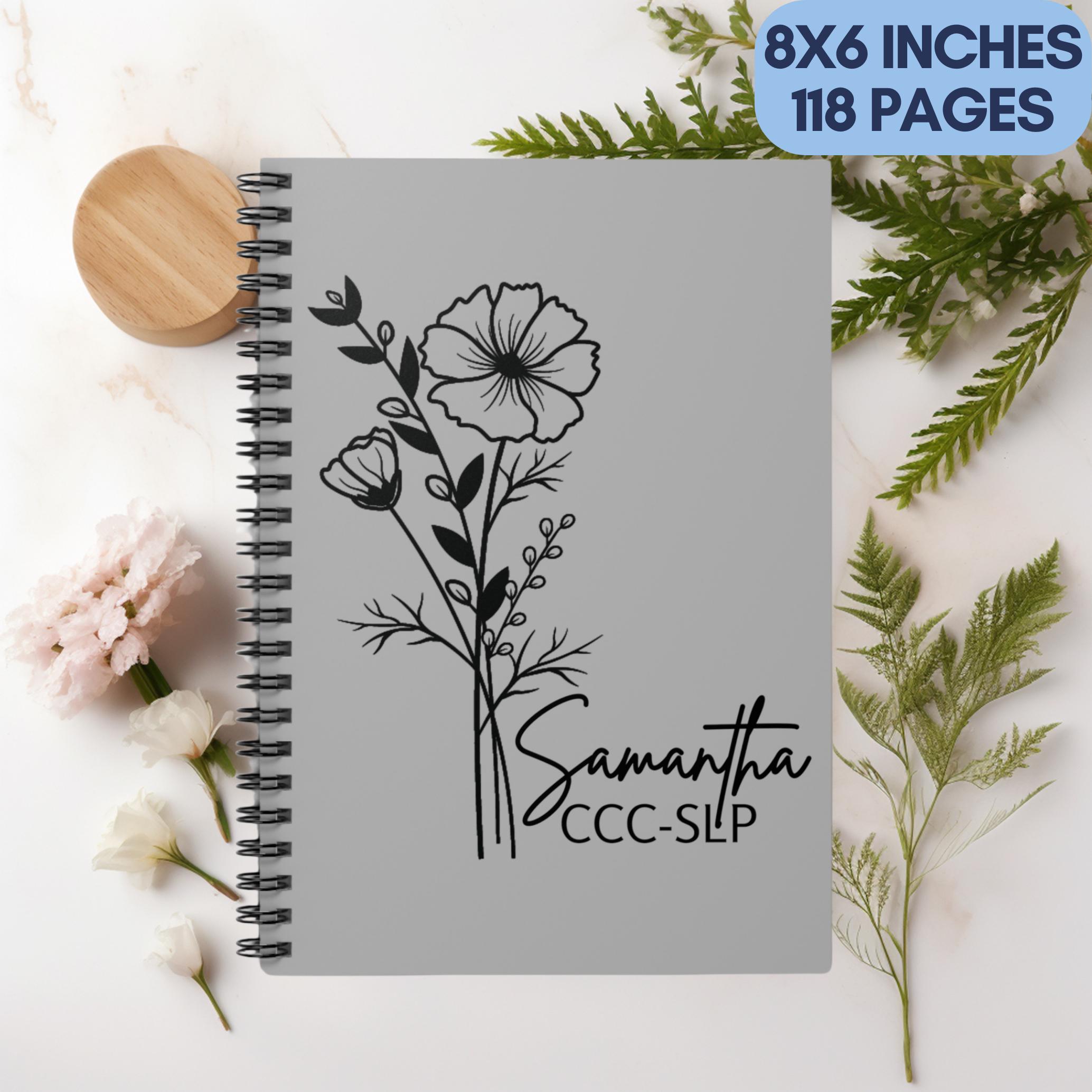 Custom Birth Flower CCC-SLP Speech Therapy Notebook, Personalized Slp ...