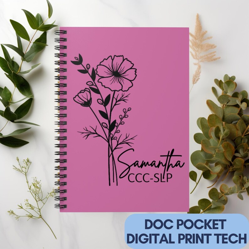 Custom Birth Flower CCC-SLP Speech Therapy Notebook, Personalized Slp ...