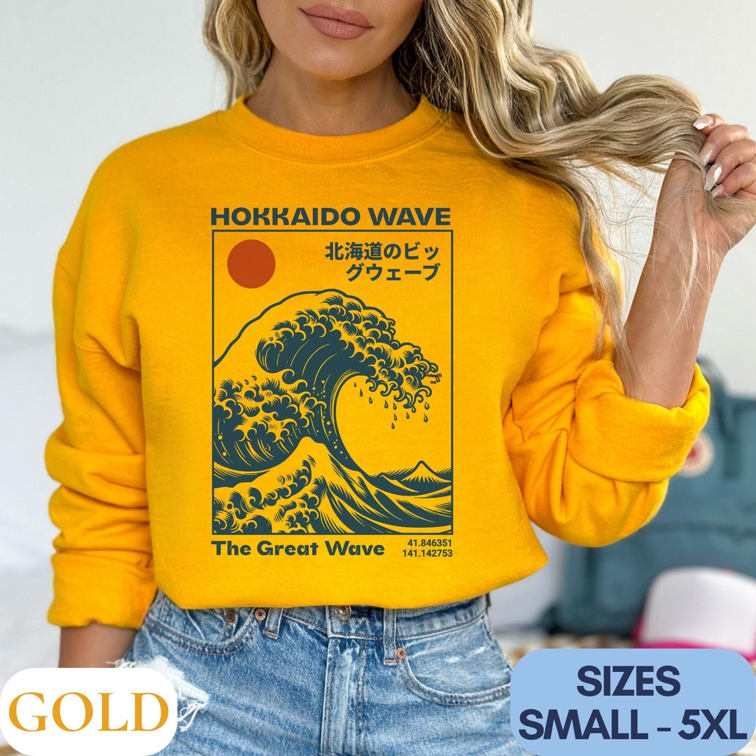 The Great Wave off Kanagawa Japan Sweatshirt, Hokkaido Wave Japanese ...