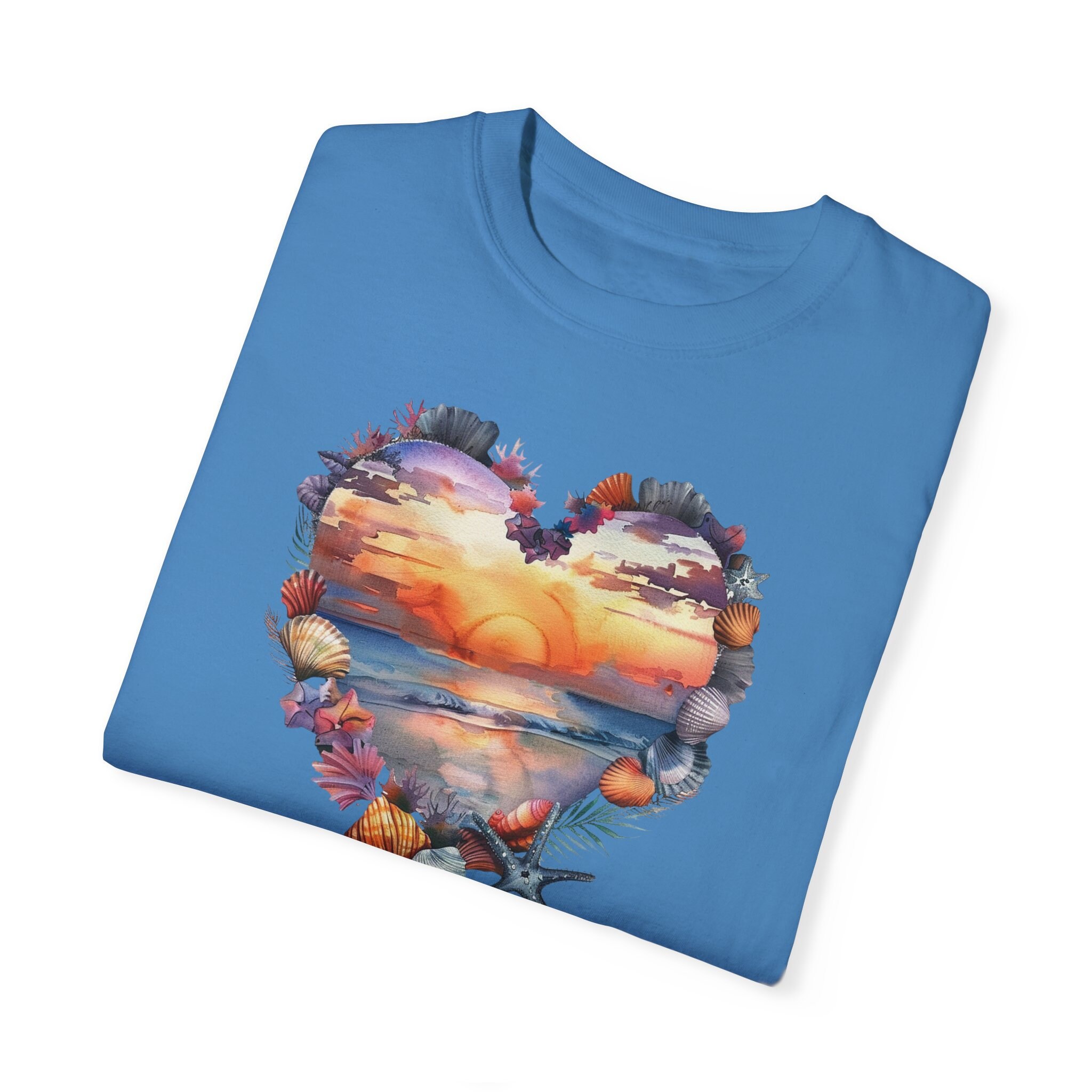 Watercolor Heart Sea Shell Shirt, Women Comfort Colors Summer Shirt ...