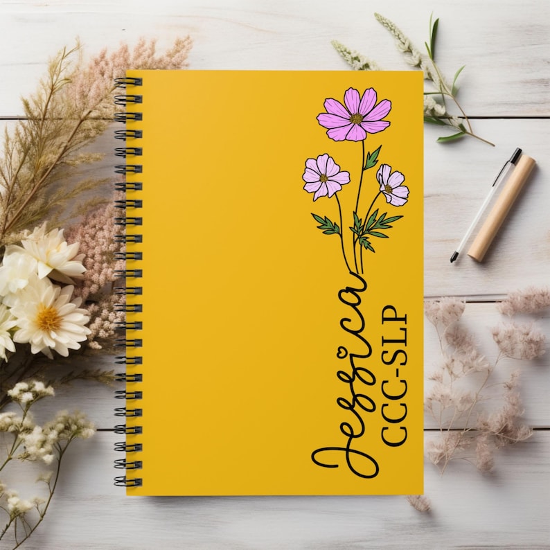 Custom Birth Flower CCC-SLP Speech Therapy Notebook, Personalized Slp ...