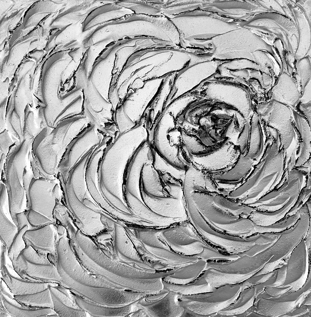 Handmade Painting silver Rose Without Frame Minimalist Structural Board ...