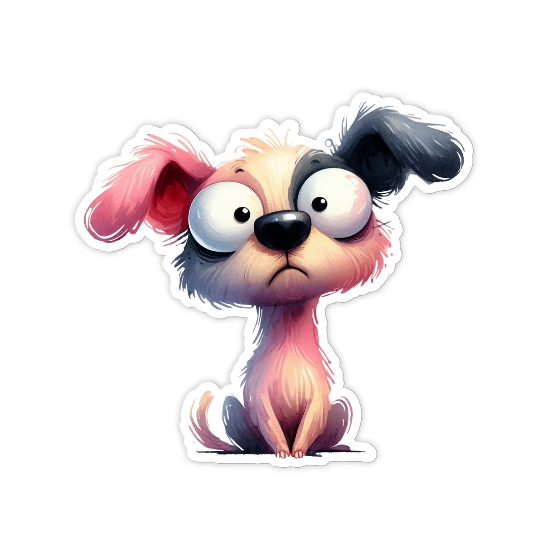 2.5" Vinyl Sticker, Pink Cute Dog Sticker, Water Bottle Sticker, Laptop ...
