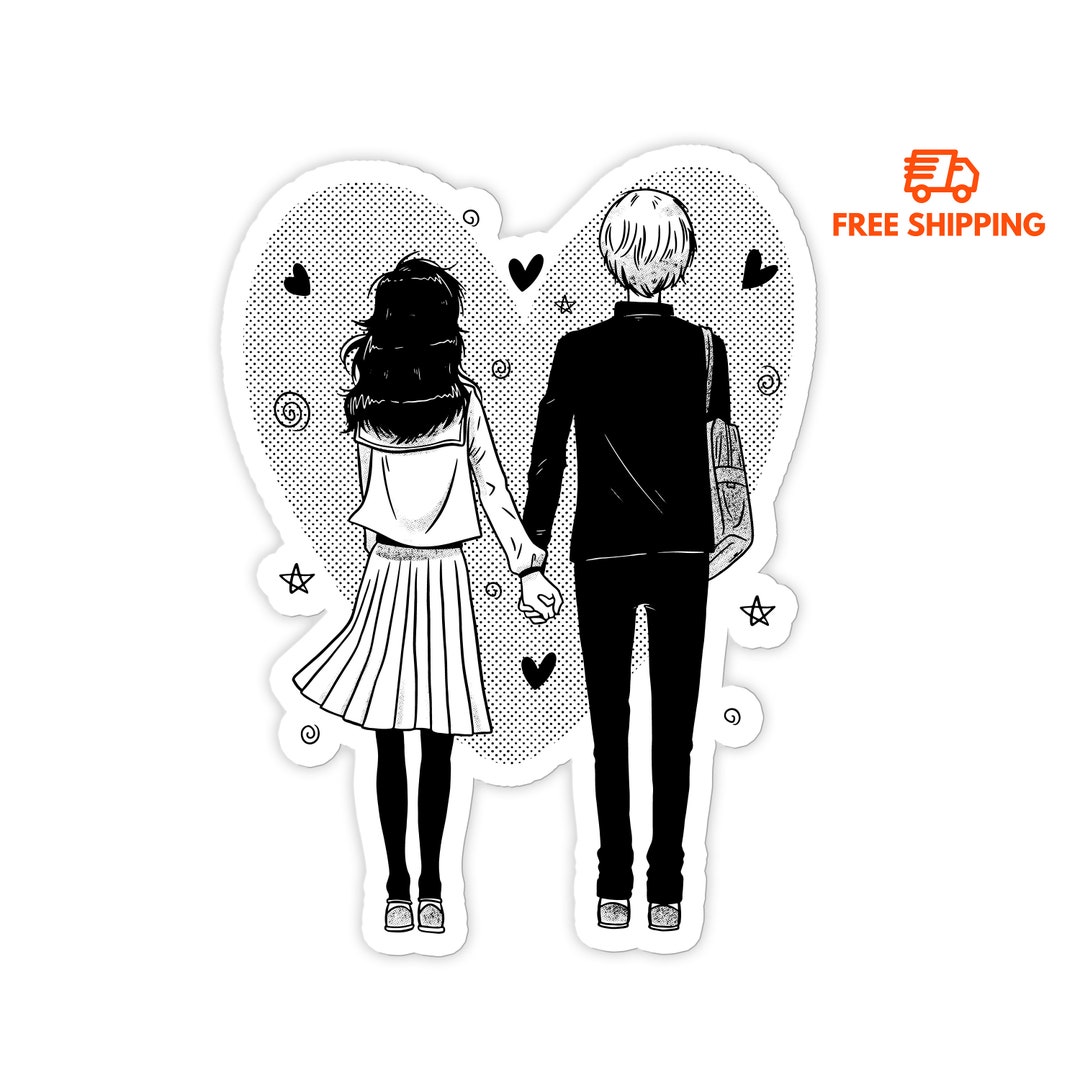 Anime Couple Sticker: Waterproof Vinyl Decal, Laptop, Water Bottle, Etc ...