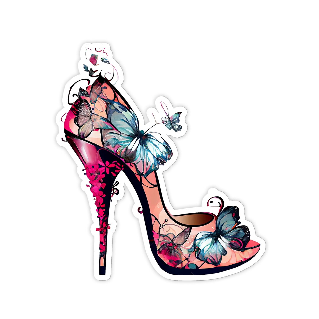 Butterfly High Heel Sticker: Fashionista Laptop Decal, Waterproof Vinyl ...