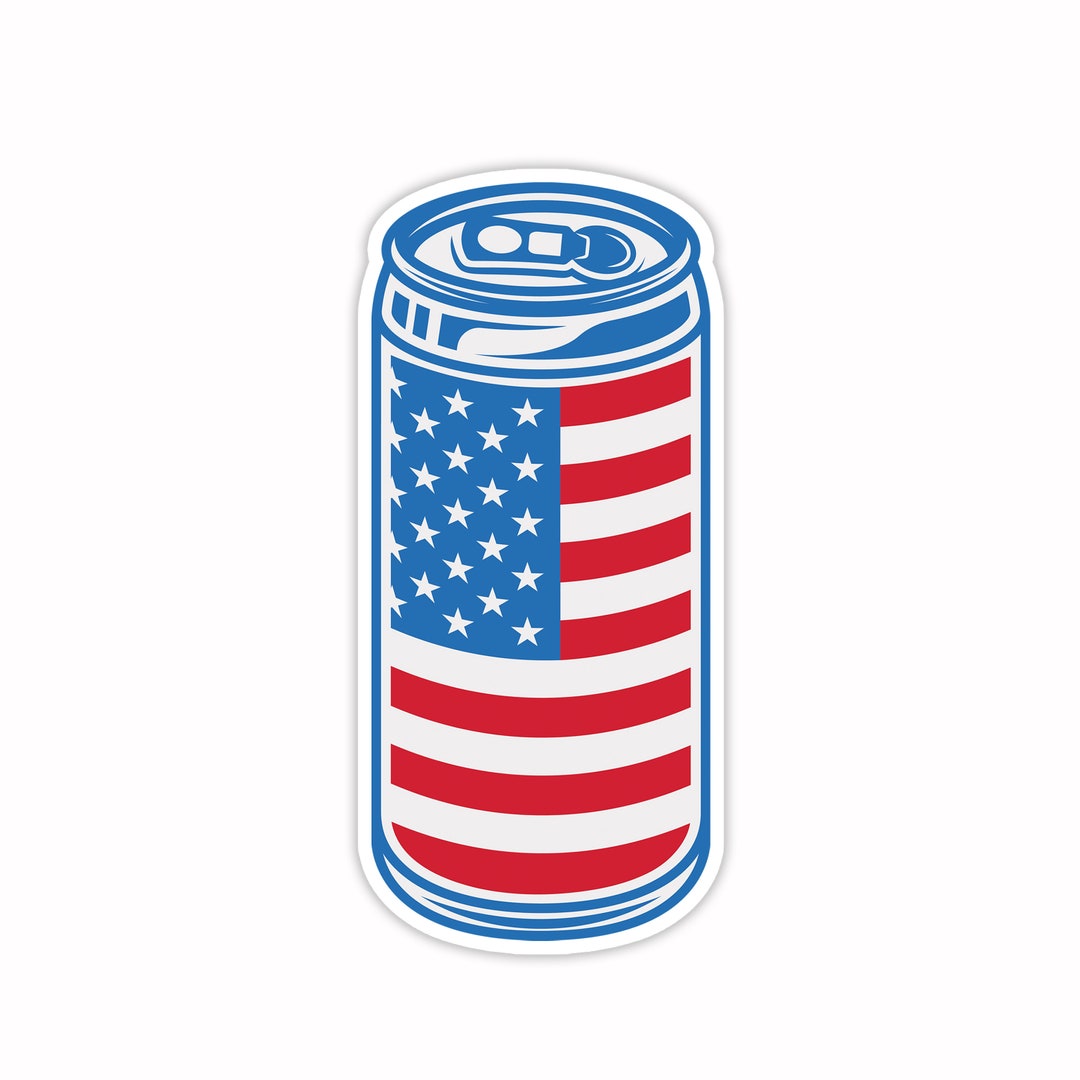 USA Flag Beer Can Sticker - Waterproof Vinyl Decal, Laptop, Water ...