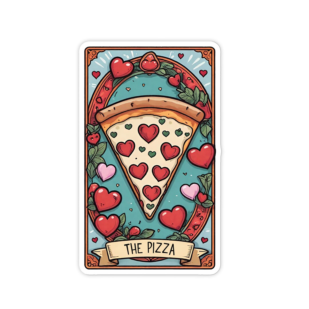 The Pizza Tarot Card Sticker, 3" Vinyl Sticker, Water Bottle Sticker ...