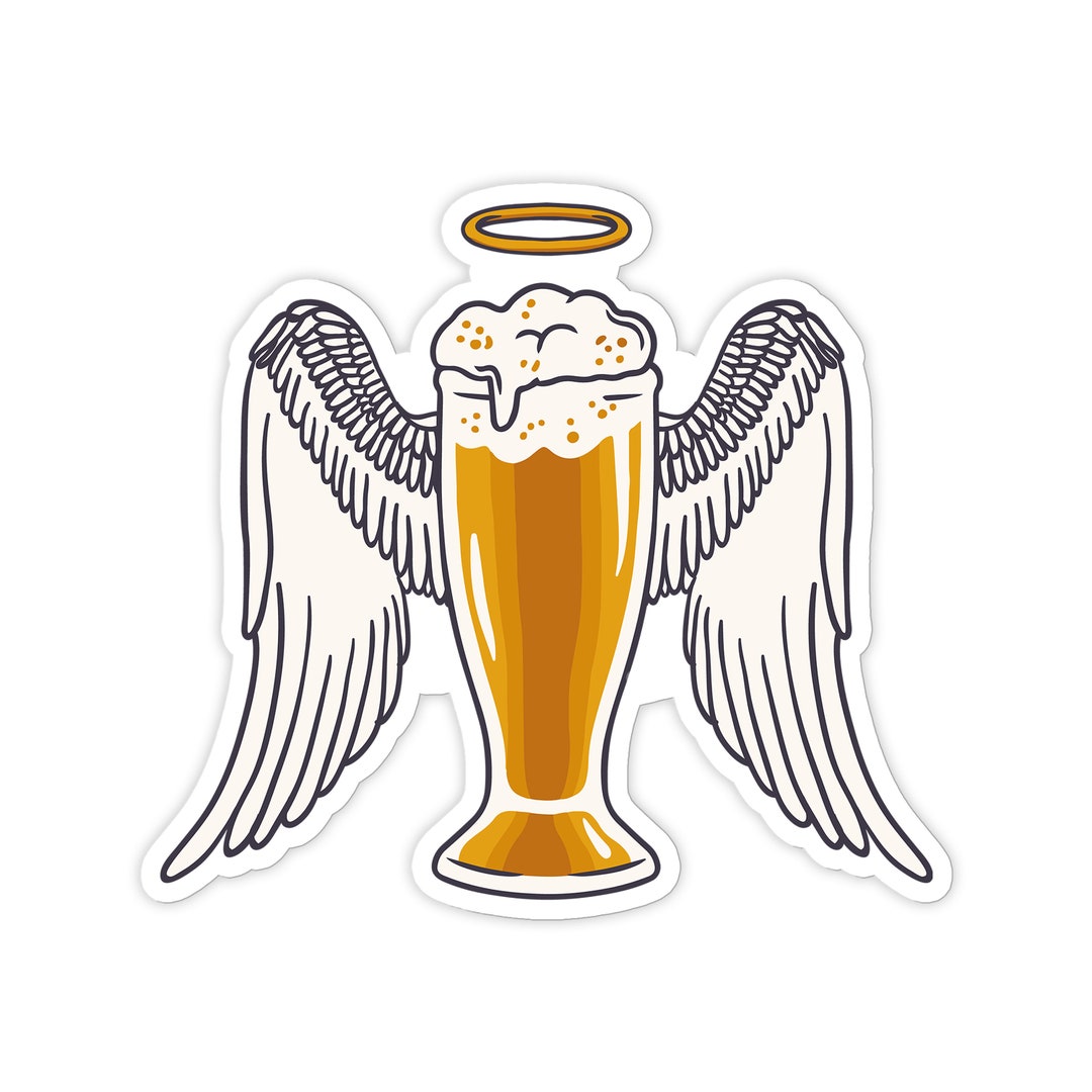 Beer Angel Sticker: Waterproof Vinyl Decal, Laptop, Water Bottle, Etc ...