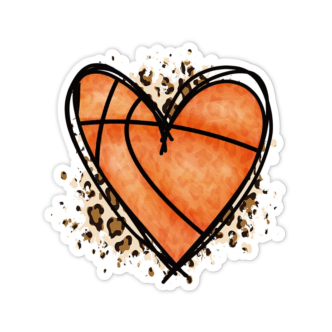 Basketball Heart Sticker: Waterproof Vinyl Decal, Laptop, Water Bottle ...