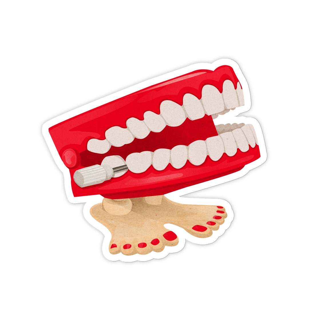 3" Vinyl Sticker, Chattering Teeth Sticker, Water Bottle Sticker ...