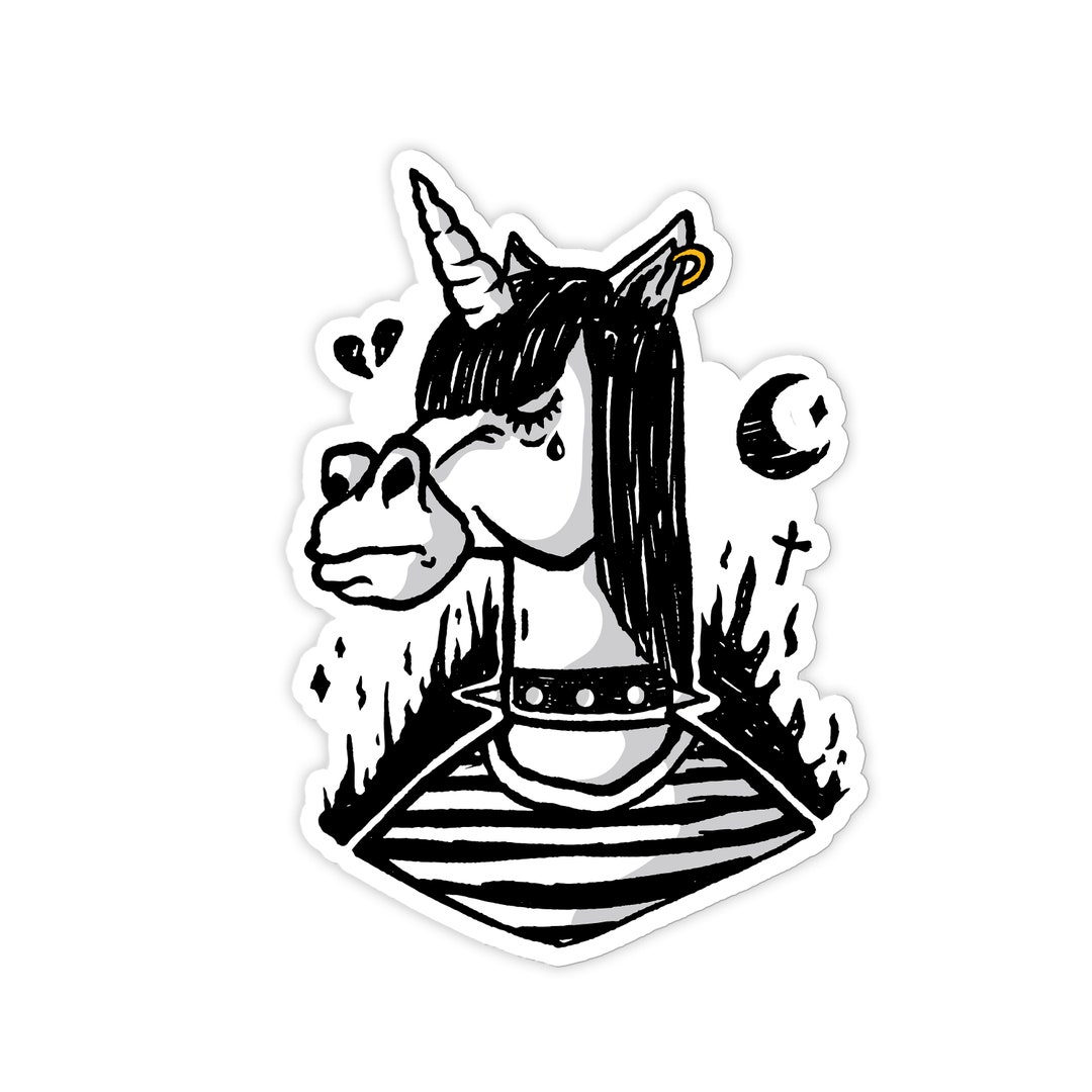 Emo Unicorn Sticker: Waterproof Vinyl Decal, Laptop, Water Bottle (2.5 ...