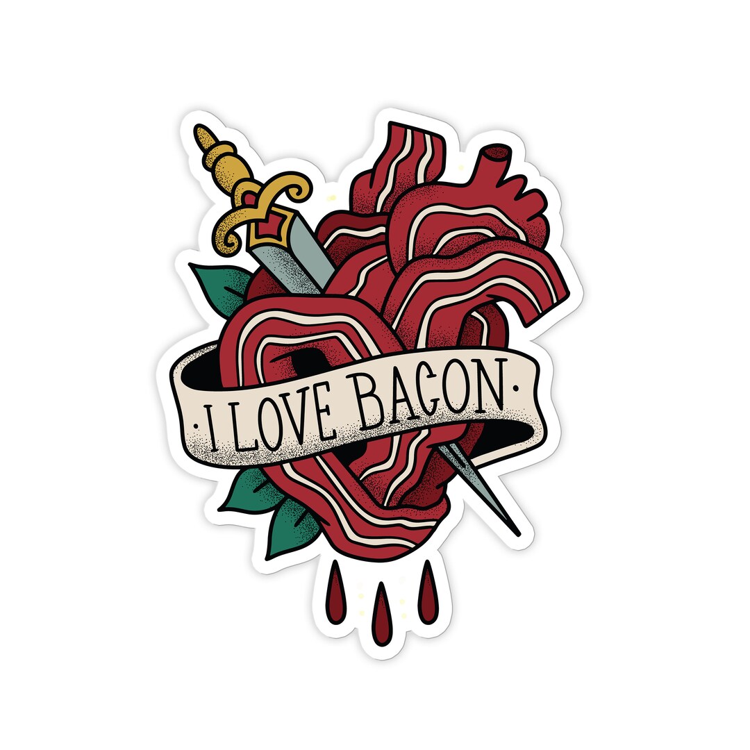 I Love Bacon Heart Sticker: Waterproof Vinyl Decal, Laptop, Water ...