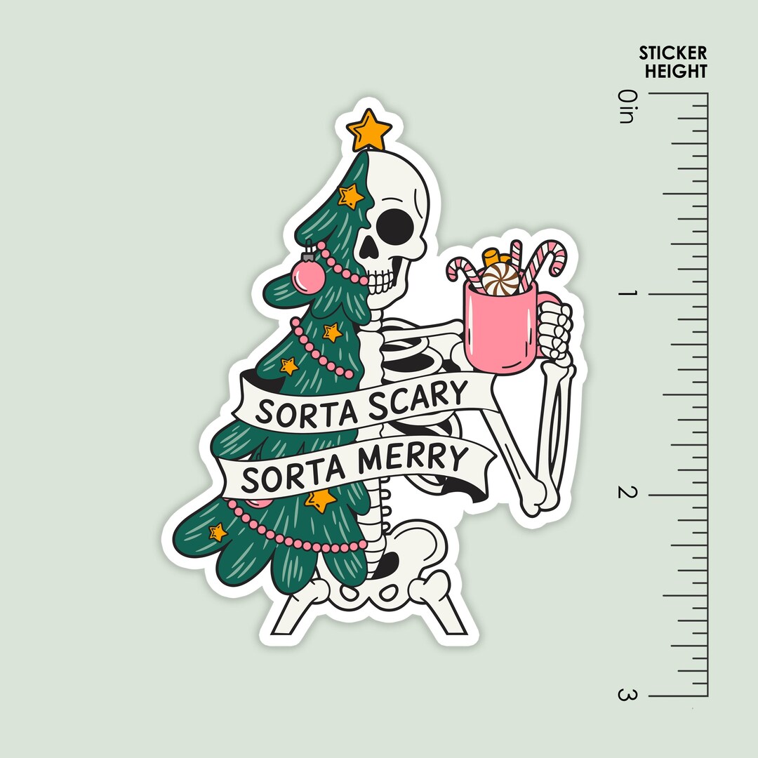 Sorta Scary Sorta Merry Vinyl Sticker, Funny Christmas Waterproof ...