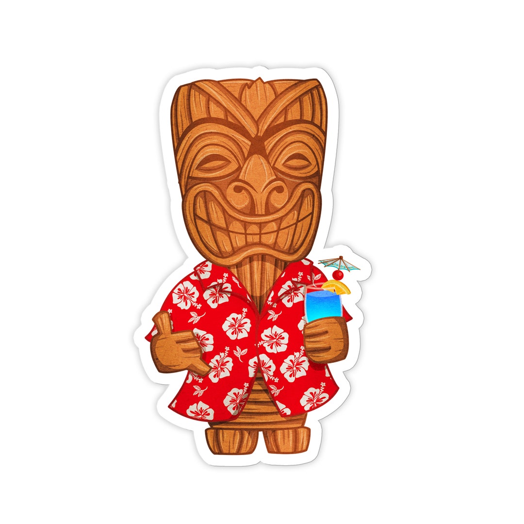 3" Vinyl Sticker, Tiki Boy Sticker, Water Bottle Sticker, Laptop ...