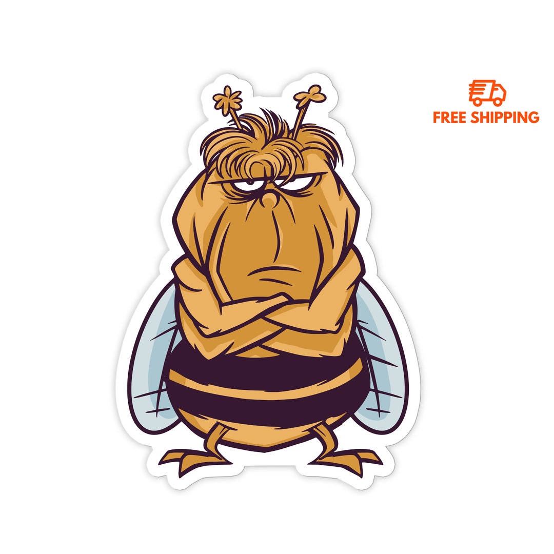 3" Vinyl Sticker, Angry Bee Sticker, Water Bottle Sticker, Laptop ...