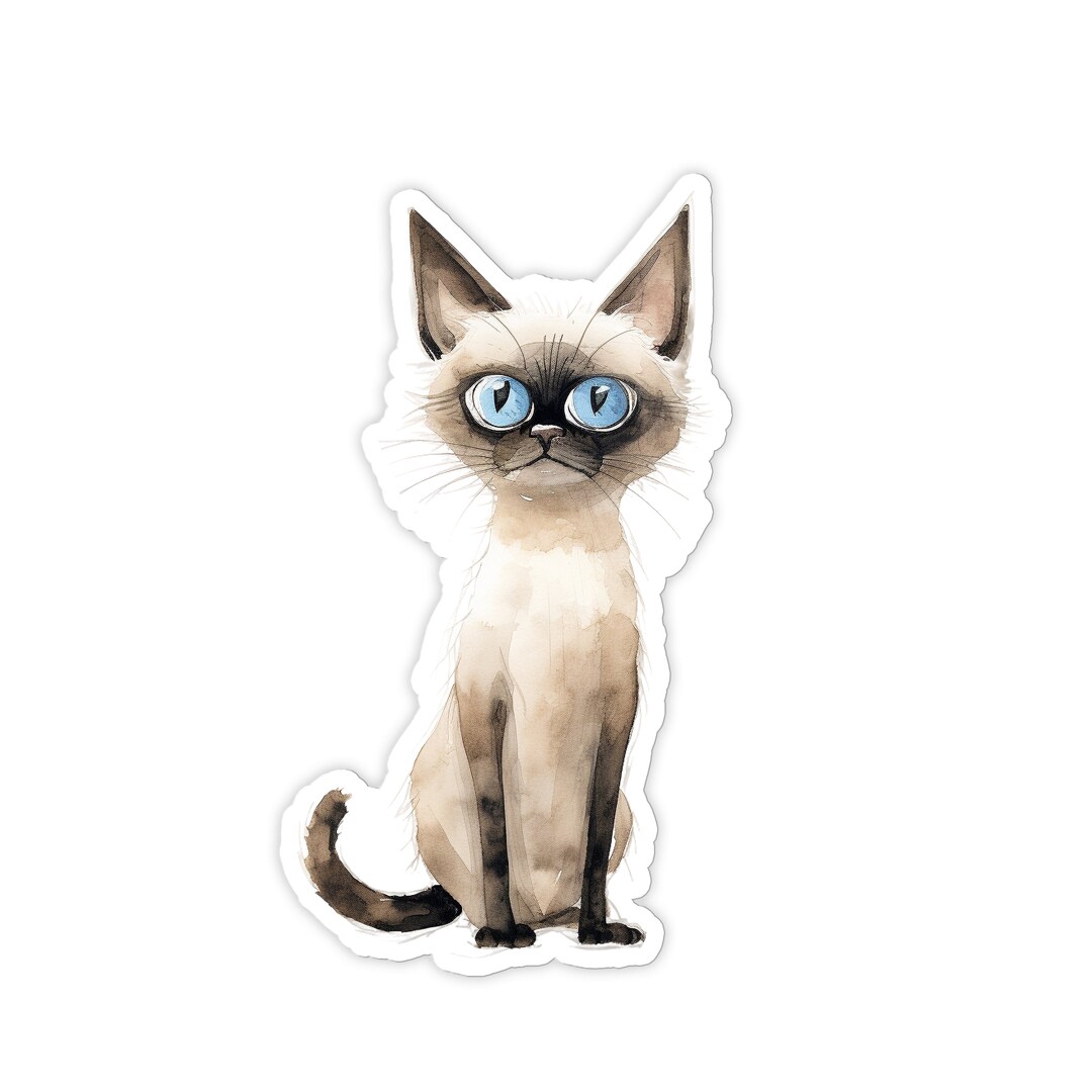 Siamese Cat Sticker: Waterproof Vinyl Decal, Laptop, Water Bottle, Etc ...