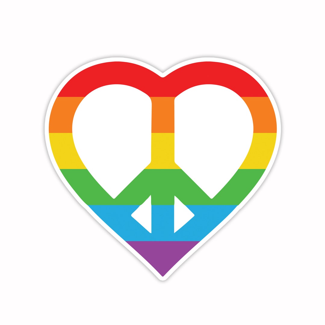 3" Vinyl Sticker, LGBTQ Peace Heart Sticker, Water Bottle Sticker ...