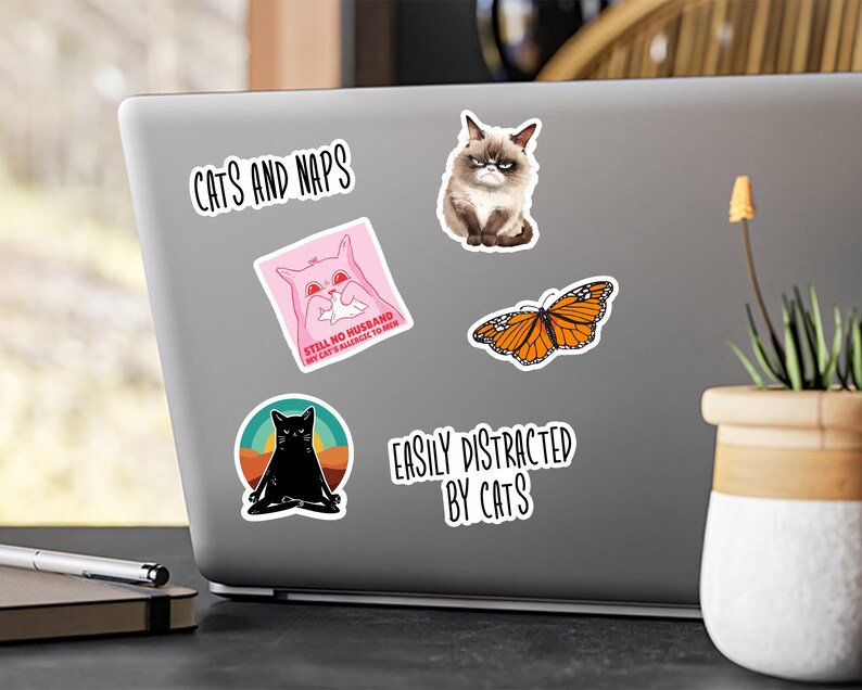Meow Vinyl Sticker: Waterproof Laptop Decal (2.5" Wide) - Etsy