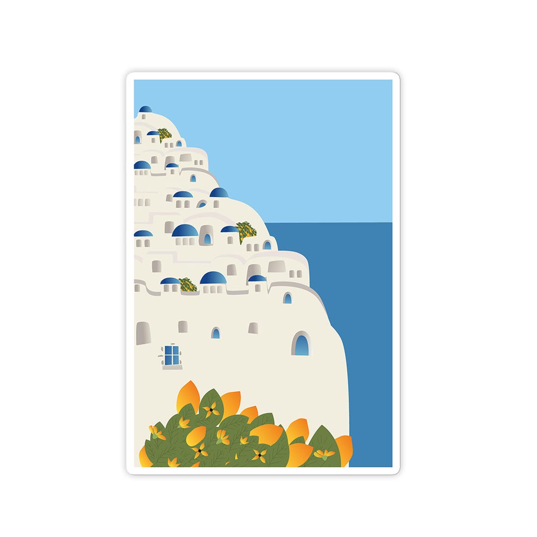 3" Vinyl Sticker, Greek Island Sticker, Santorini Sticker, Water Bottle ...