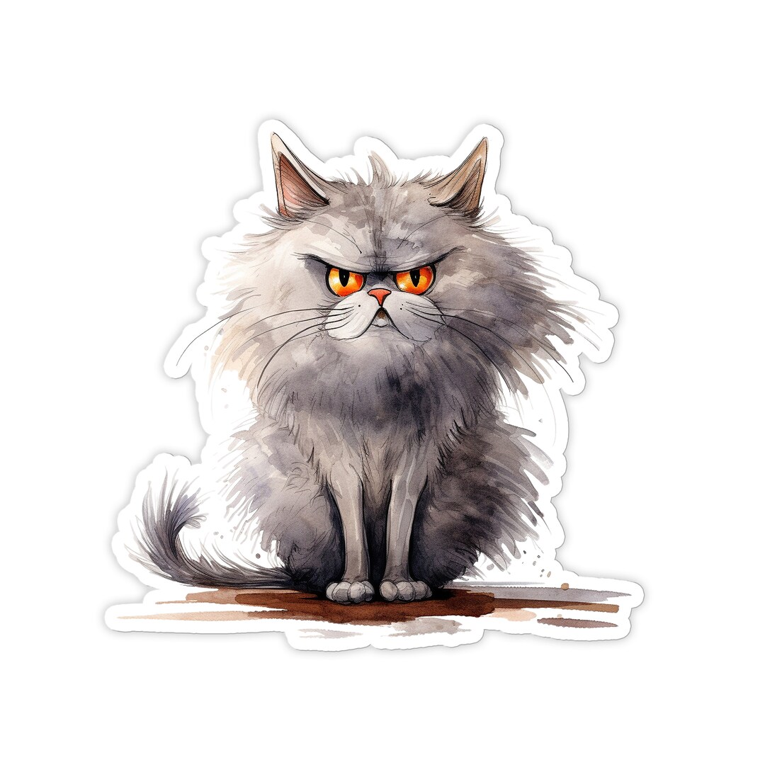3" Vinyl Sticker, Persian Cat Sticker, Water Bottle Sticker, Laptop ...