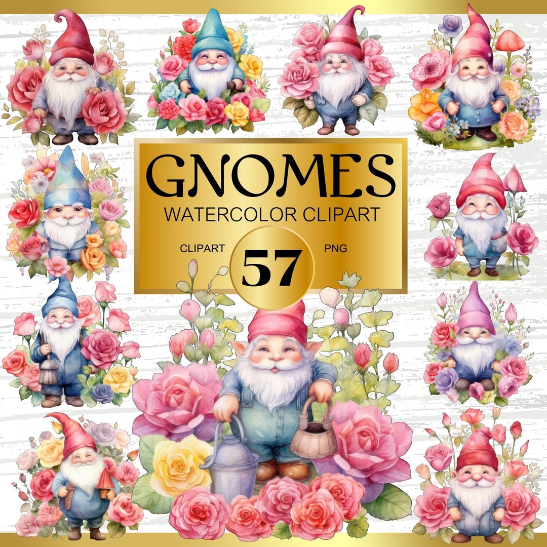 Watercolor Gnomes ,watercolor ,bundle Gnomes , Pod ,watercolor Clip Art ...