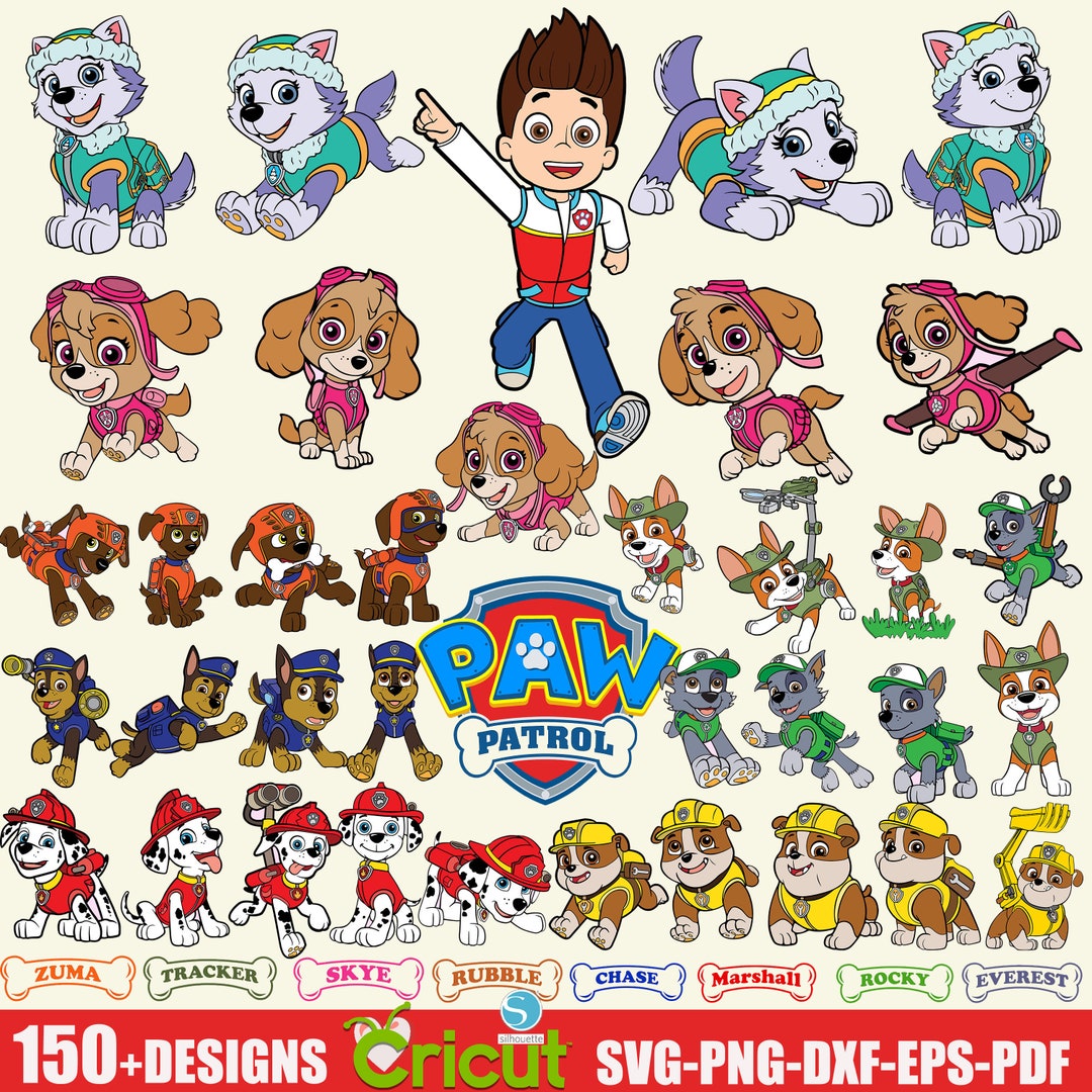 750+ Paw Patrol Designs Layered Pack, Paw Patrol FONTS SVG PNG Pack ...