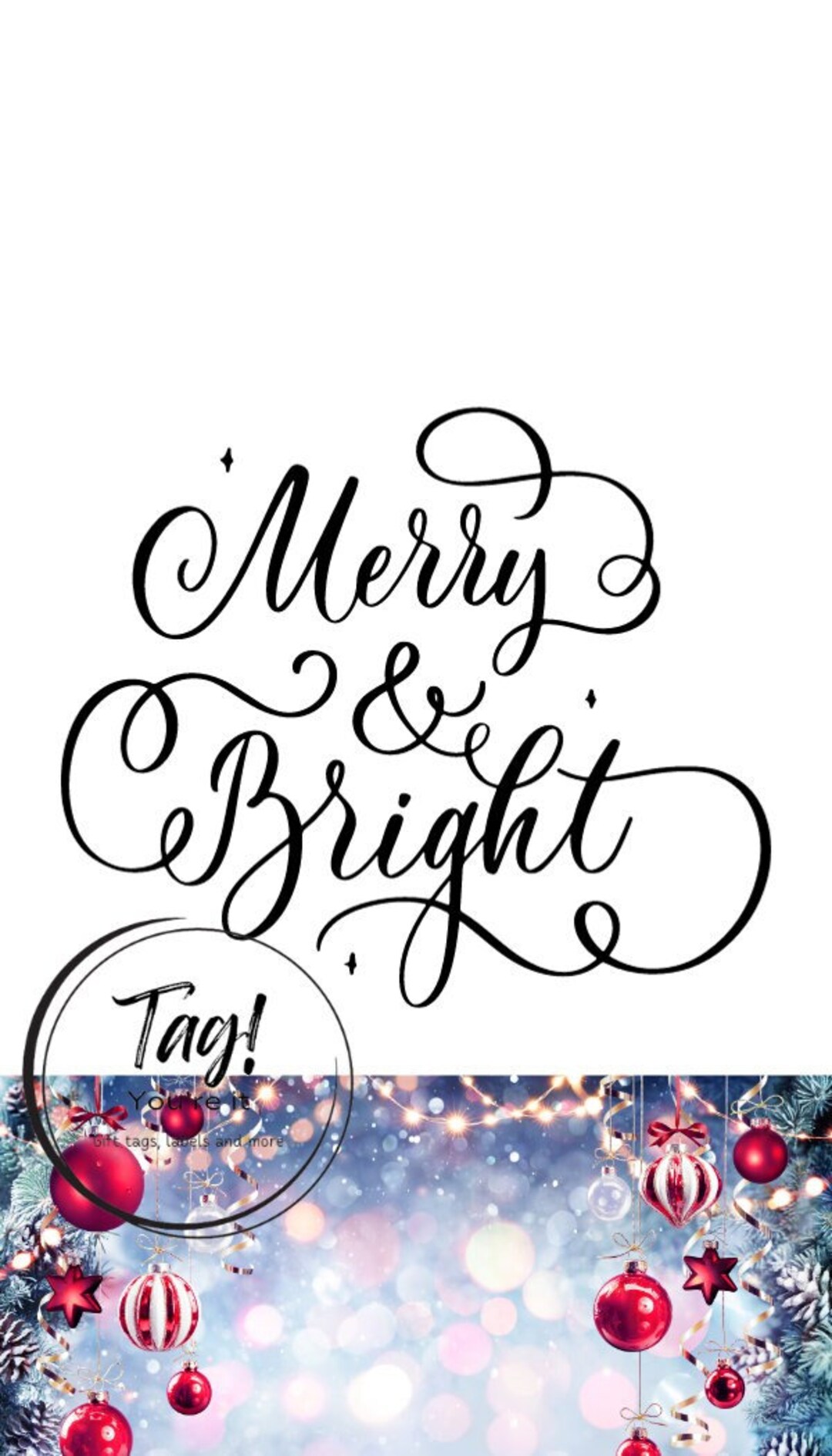 Printable Merry and Bright Gift Tag for Christmas, Winter, Holiday Gift ...