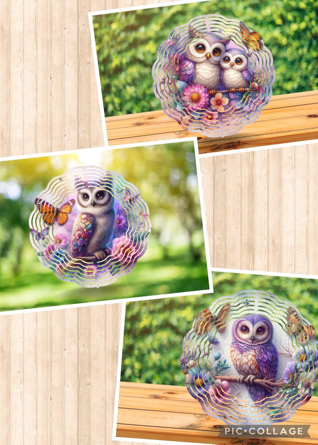 Owls With Butterfly Wind Spinner, Garden Wind Spinner, Bird Yard Decor ...