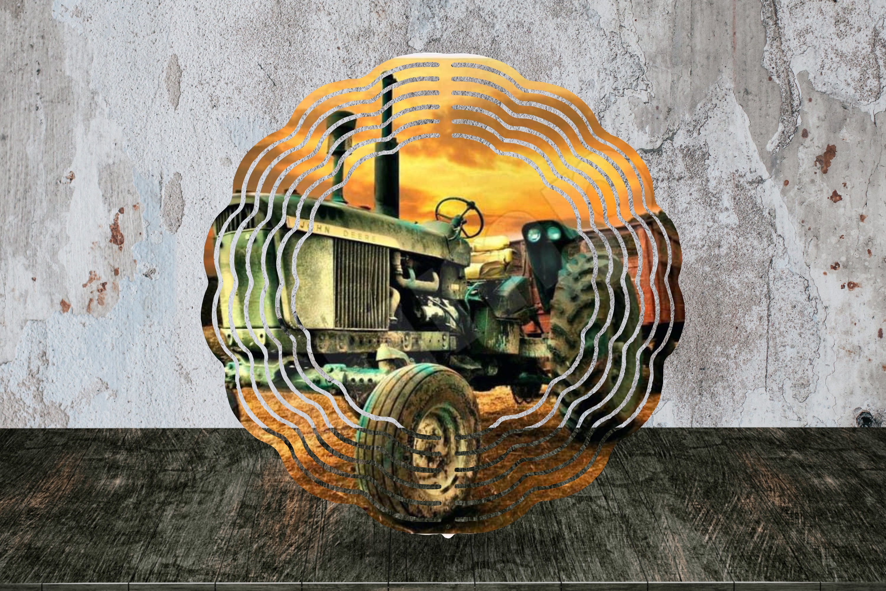 Tractor Wind Spinner, Garden Wind Spinner, Green Yard Decor, Metal Art ...