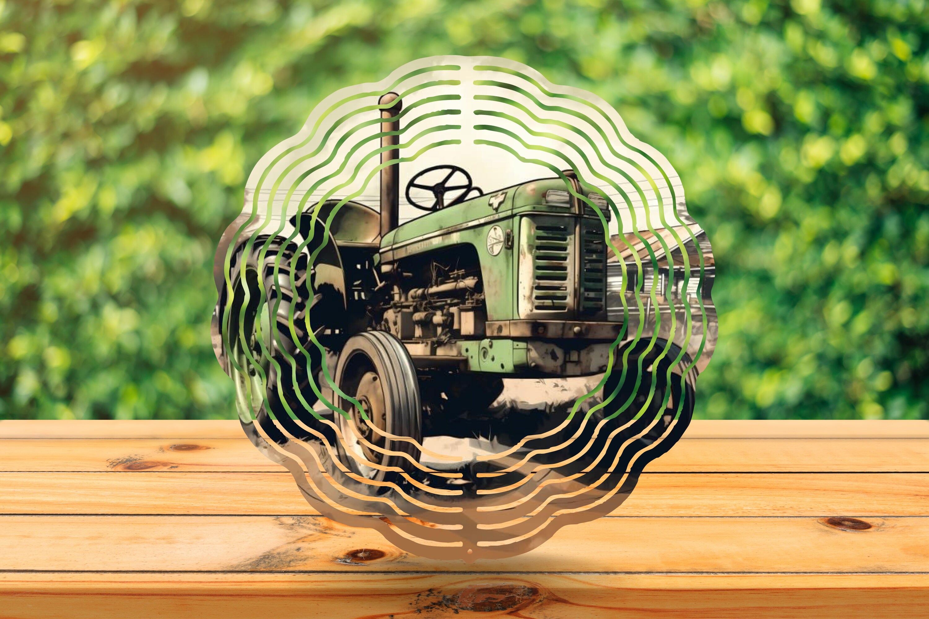 Tractor Wind Spinner, Garden Wind Spinner, Green Yard Decor, Metal Art ...
