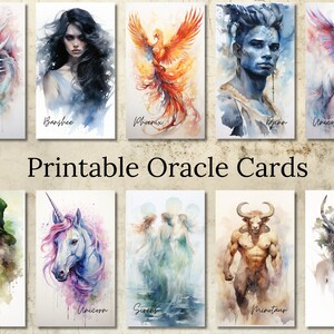 Printable Oracle Cards - Watercolour Mythical Creatures - Etsy