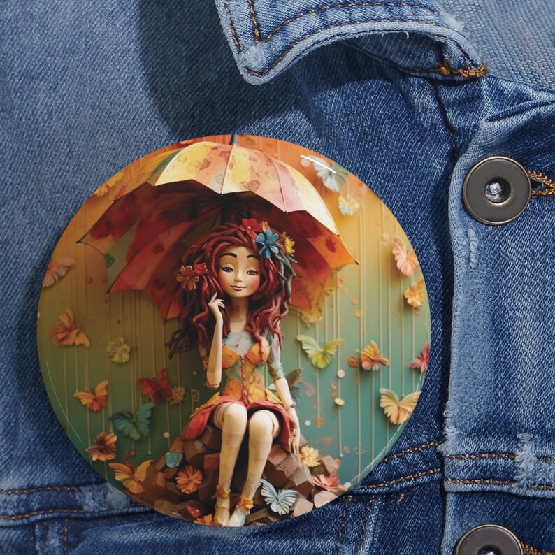 Round Fairy Buttons Pins, Round Pins, Fall Fairy Round Botton Pins ...