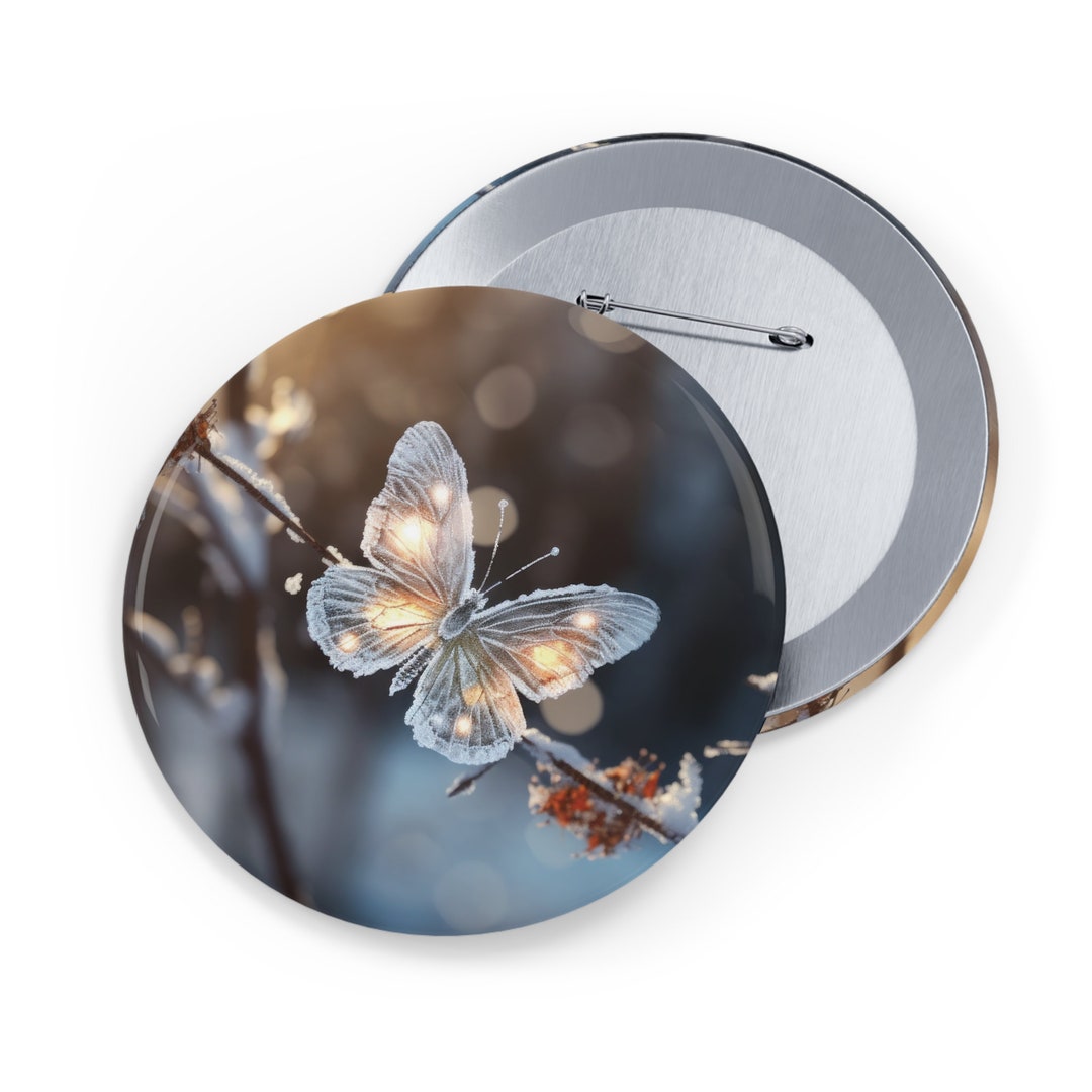 Butterfly Round Button Pin: Scratch-resistant Mylar Cover - Etsy