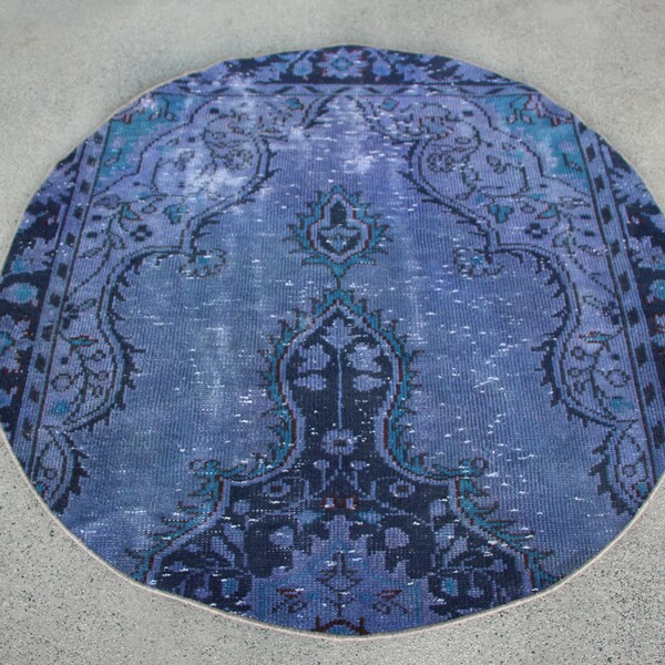 Blue Round Rug - Etsy