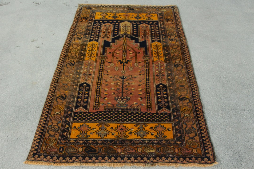 Accent Rug Vintage Turkish Prayer Anatolian Rugs for Gift 3.4x5.6 Ft ...