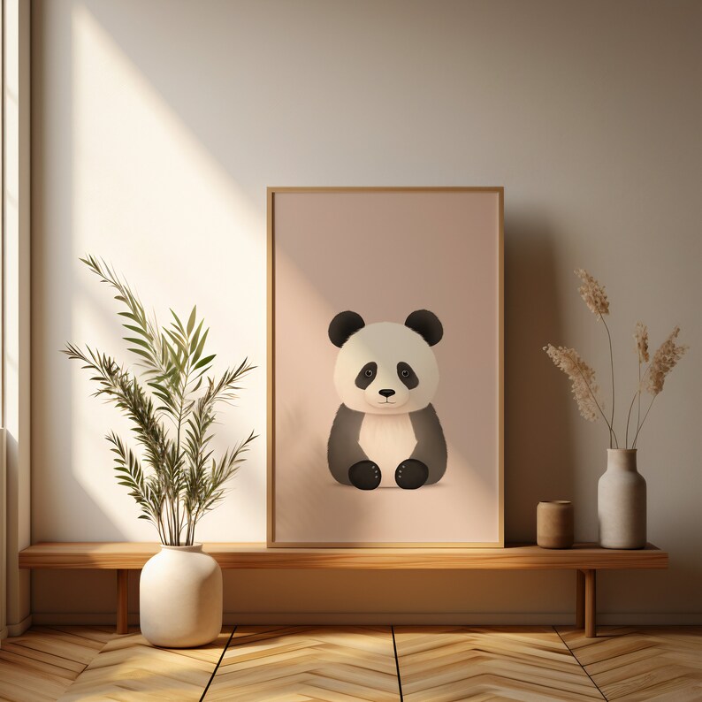 Cute Panda Poster, Panda Gift, Panda Printed Poster, Panda, AI Panda ...