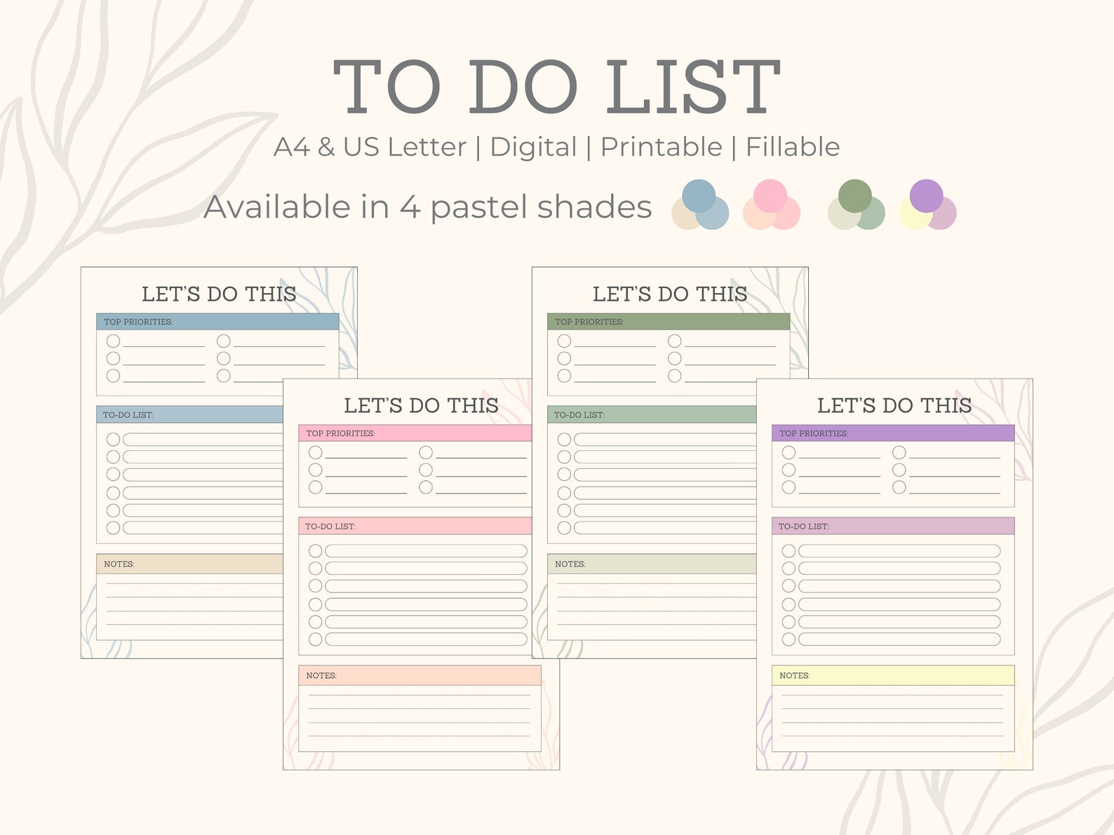 Digital or Printable Do List Template, Pastel to Do List, Undated to Do ...