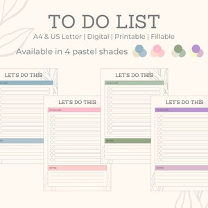 Digital or Printable Do List Template, Pastel to Do List, Undated to Do ...